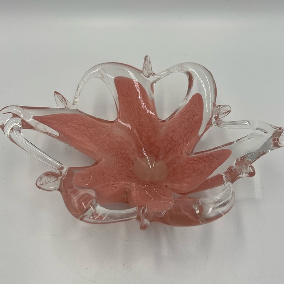Accents | Vintage Murano Free Form Pulled Art Glass Stretch Pink Clear ...